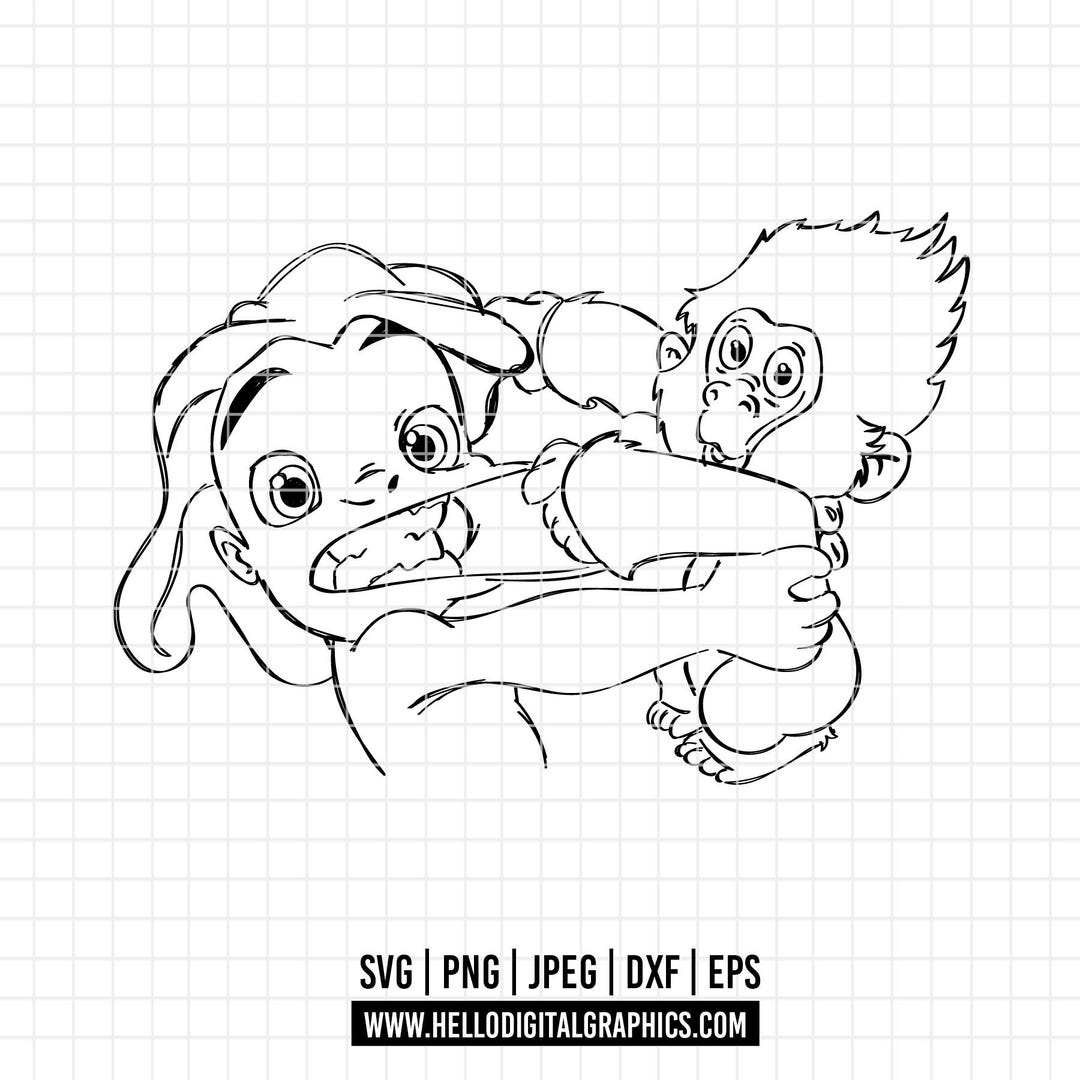 2029 Tarzan and Terk SVG, PNG, EPS disneyy Tarzan Characters Sketc ...