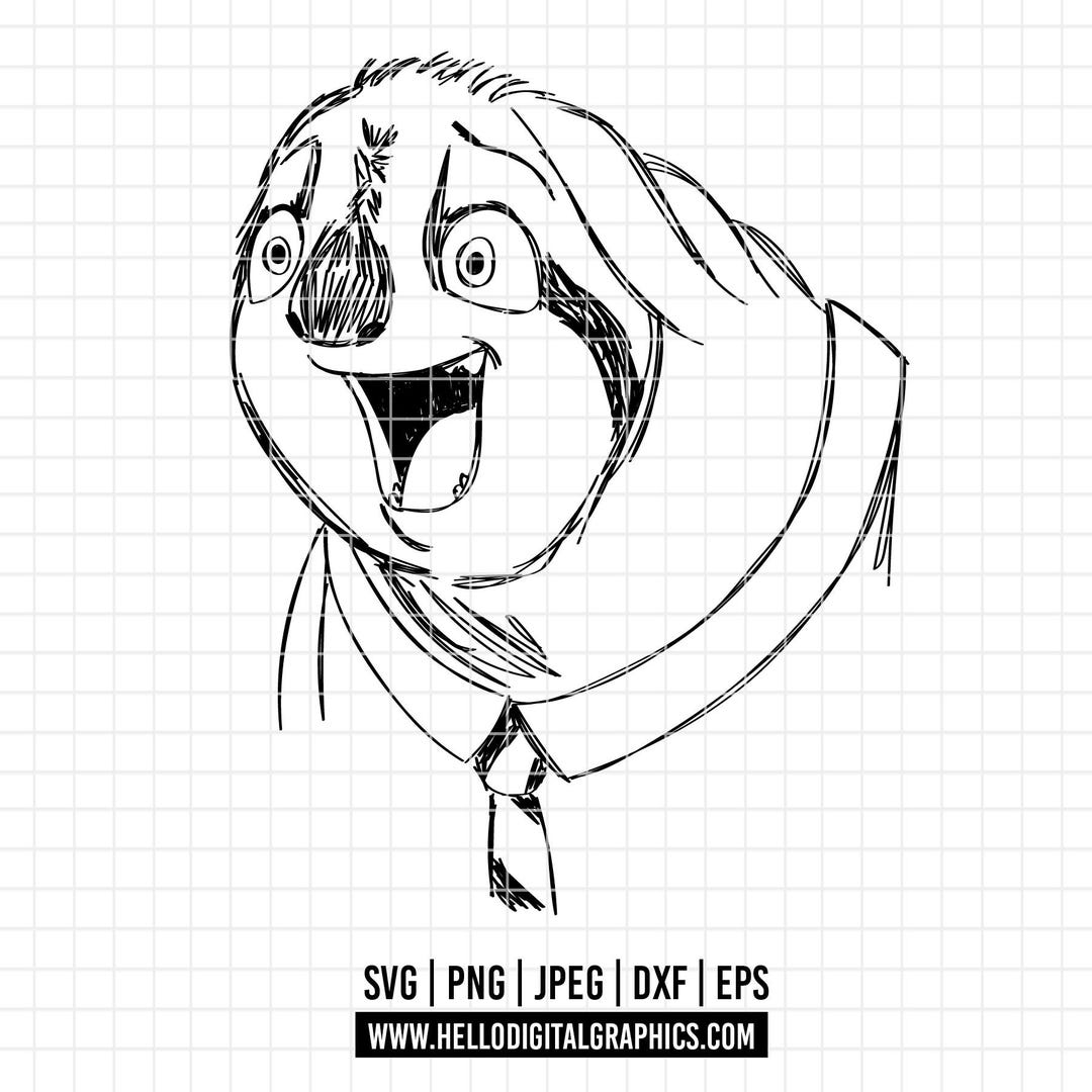 2033 - Flash - Zootopia SVG, PNG, EPS - Flash Line Art/ Outline Clipart ...