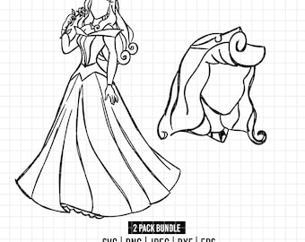 2252 - Princess Aurora Line Art SVG, PNG, EPS - Disneyy Princess ...