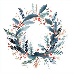 Christmas Tree Wreath Clipart: Winter Foliage PNG (digital Download) - Etsy