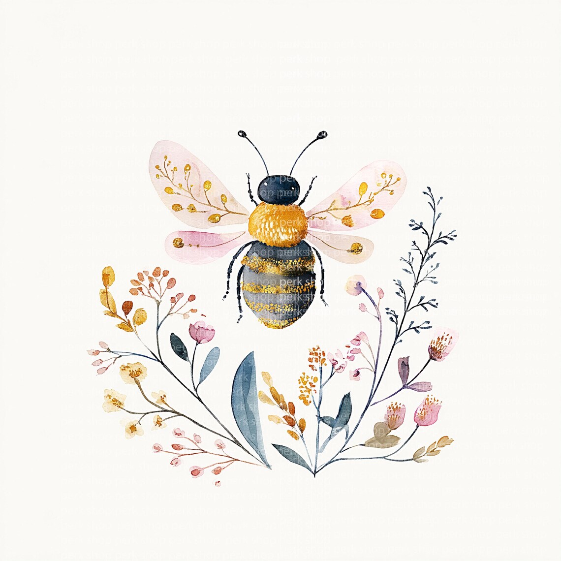 Watercolor Bee Clipart Bundle | Floral Honey Bee | Spring Bumblebee ...