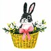 Easter Bunny Clipart, Spring Rabbit With Basket Flowers, Scrapbooking ...