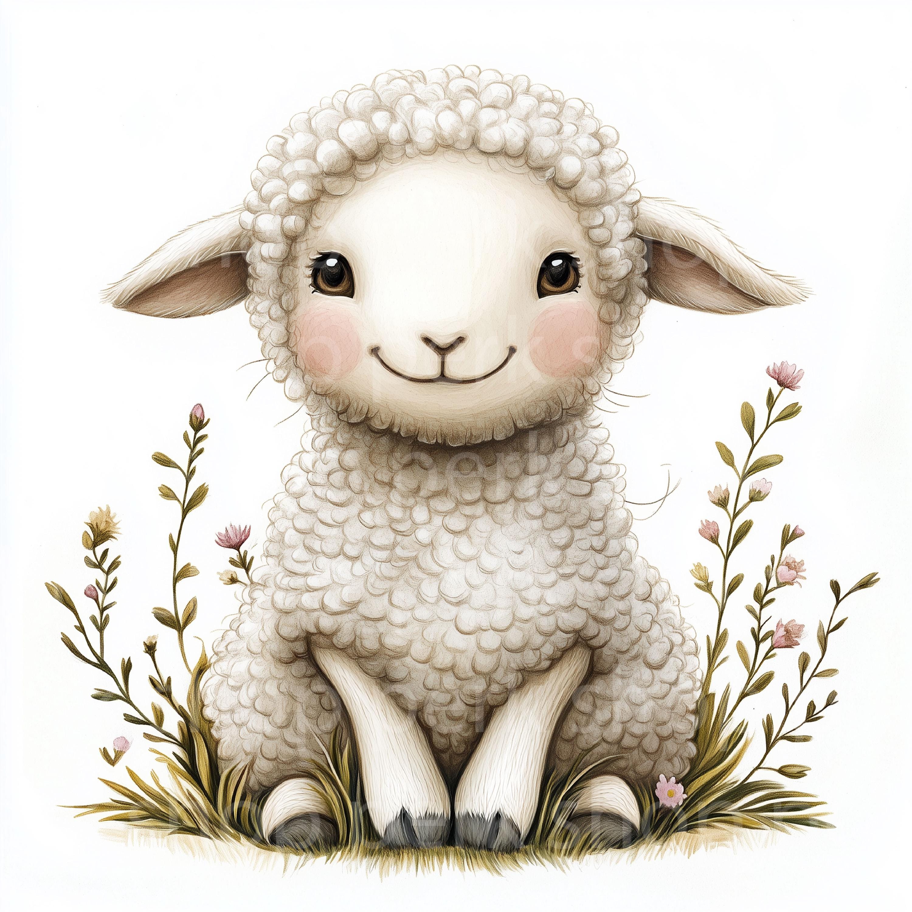 Easter Sheep Clipart: Watercolor Farm Animal Art (JPG) - Etsy