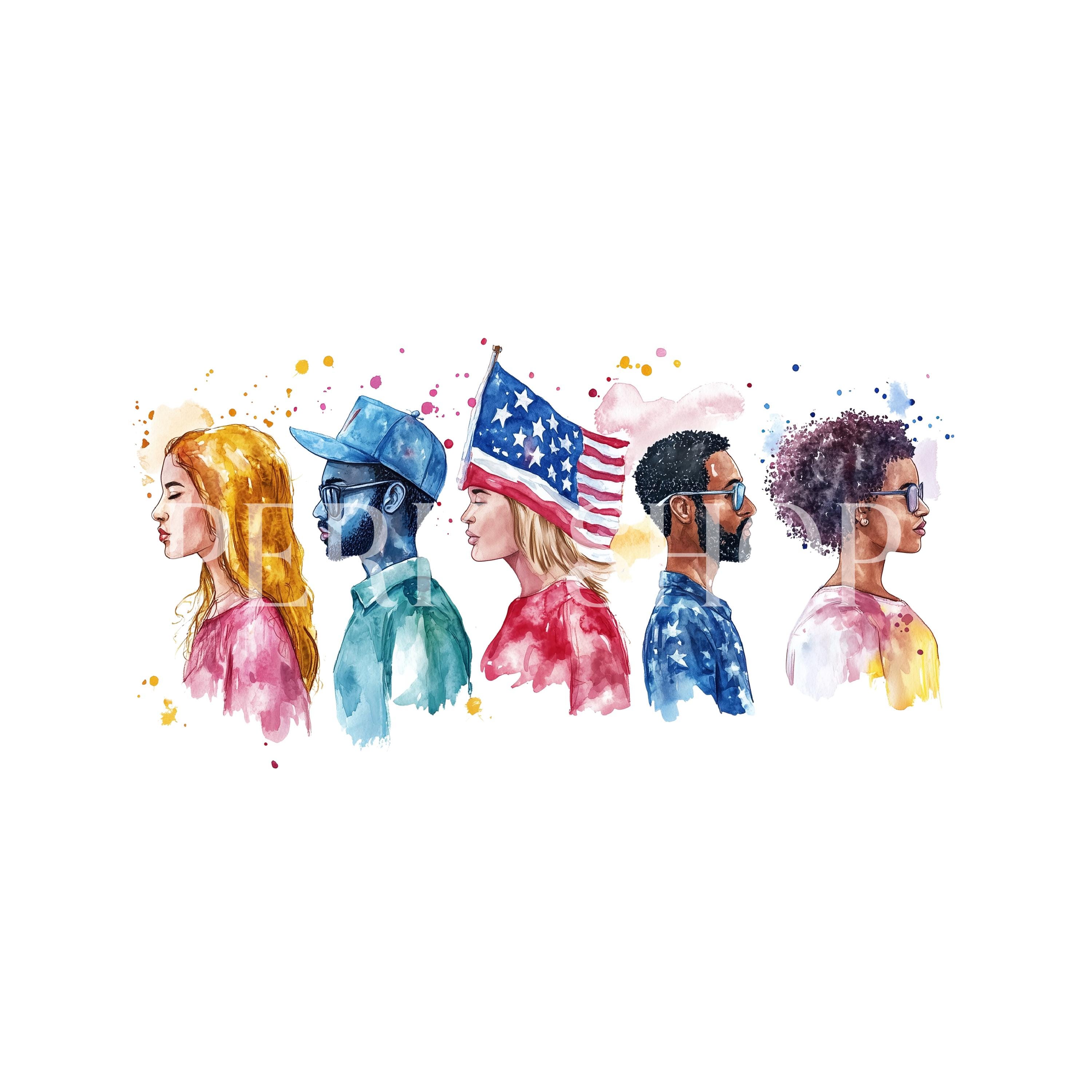 21 Png USA Patriotic People Clipart Bundle, Printable Watercolor ...