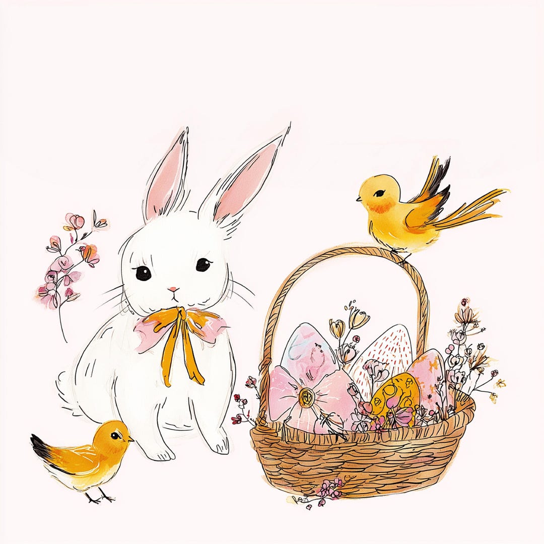 Easter Bunny Clipart Set, Pastel Floral, Spring Birds (JPG) - Etsy