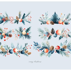 25 Christmas Tree Border Clipart Png, Watercolor Noel Sticker, Winter ...