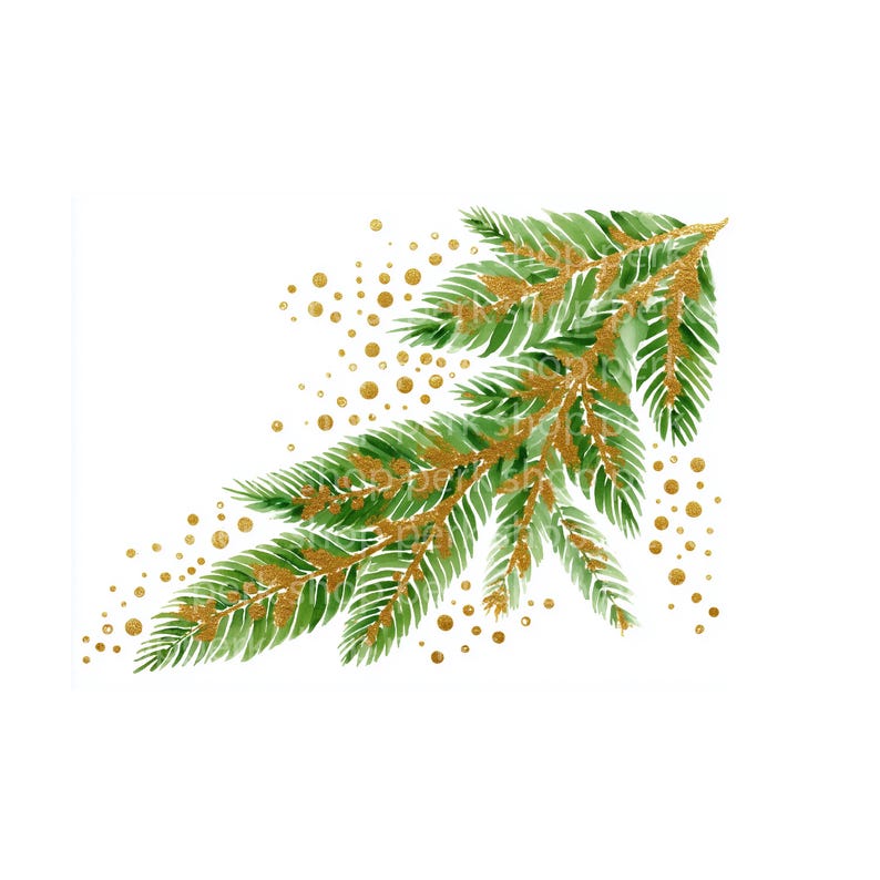 Watercolor Christmas Pine Border Clipart | Evergreen Tree Corners ...
