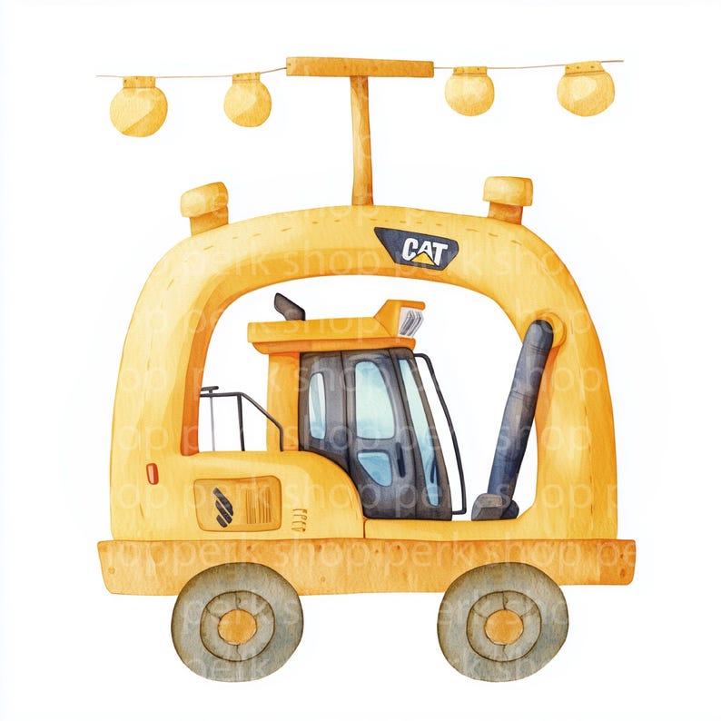 5 Cute Excavator Clipart, Kawaii Cars Illustrations, Printable Clipart ...