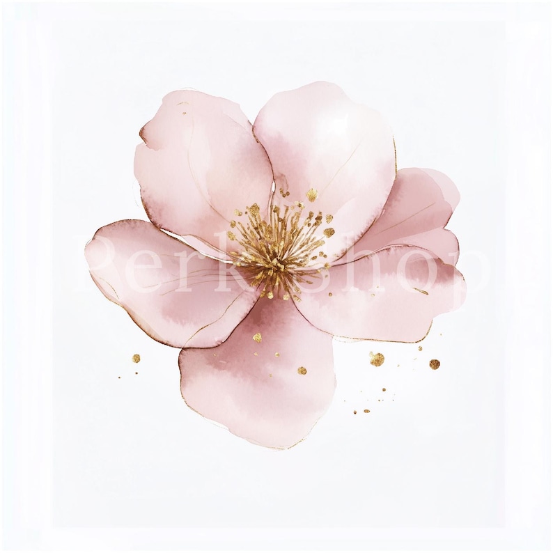 21 Abstract Flowers Clipart, Pink Gold Flower, Flowers Print, Printable ...