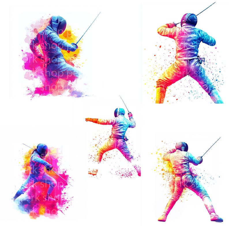 32 Fencing Clipart, Fencing Sport Clipart, Fencer Epee Sword Printable ...