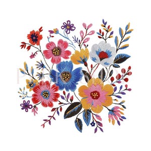 Wildflower Folk Embroidery Clipart Png - Digital Art for Crafters ...