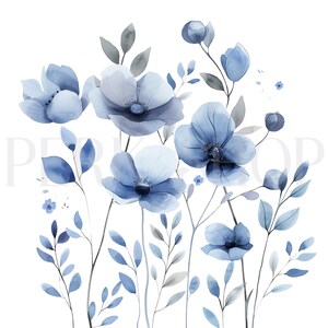 12 PNG Watercolor Winter Abstract Flowers Clipart, Digital Download ...