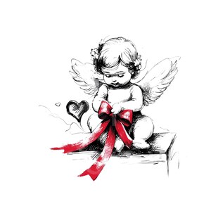11 Love Angel Clipart, Cupid Png, Valentines Hand Drawn Prints, Love ...