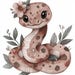 Baby Pink Snake Clipart, Cartoon Reptile Watercolor Digital Art ...