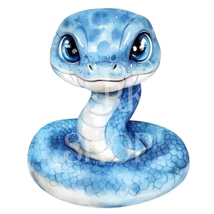 7 Baby Blue Snake PNG Images Bundle Digital Download, Printable Reptile ...