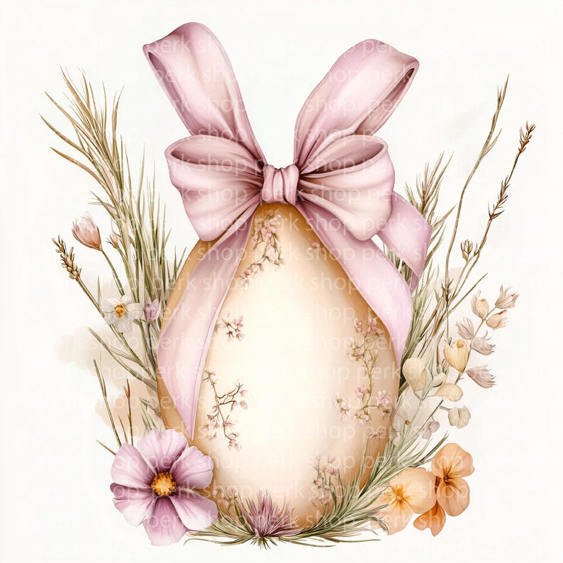 Floral Easter Egg Clipart: Watercolor Spring Ephemera (digital Download ...