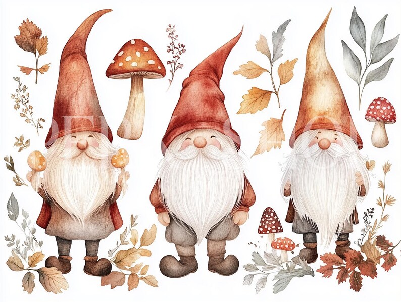 Watercolor Fall Gnomes Clipart: Autumn Wonderland (digital Download) - Etsy
