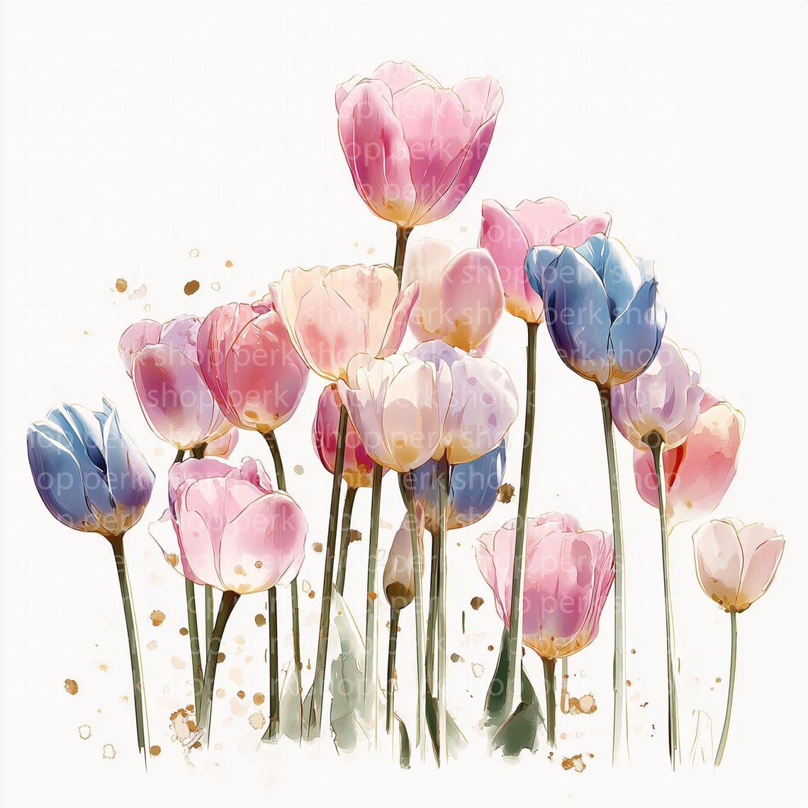 Watercolor Tulip Clipart: Spring Floral Graphics (JPG/PNG) - Etsy