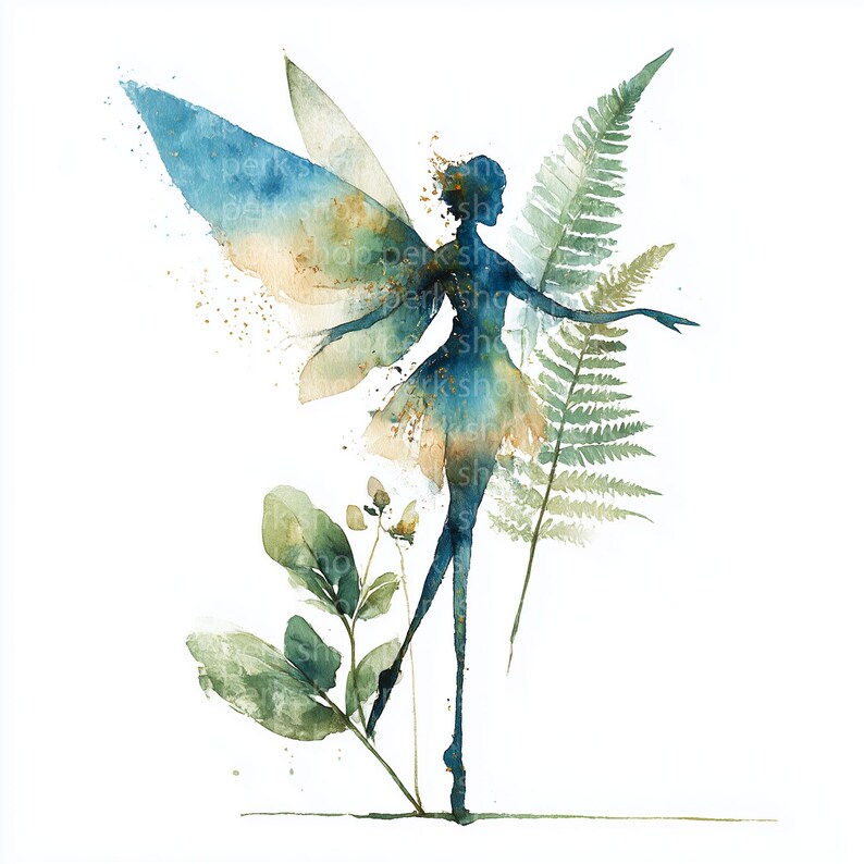 Forest Fairy Clipart: Watercolor Fern Leaf Girl (digital Download) - Etsy