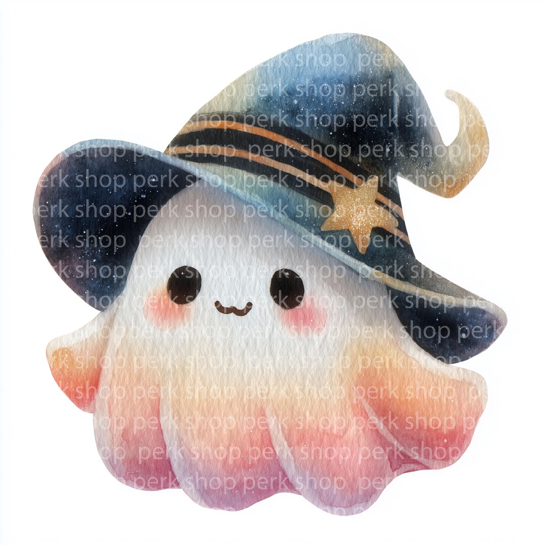 11 Cute Halloween Watercolor Clipart | Kawaii Pumpkin Ghost Cat, Witch ...