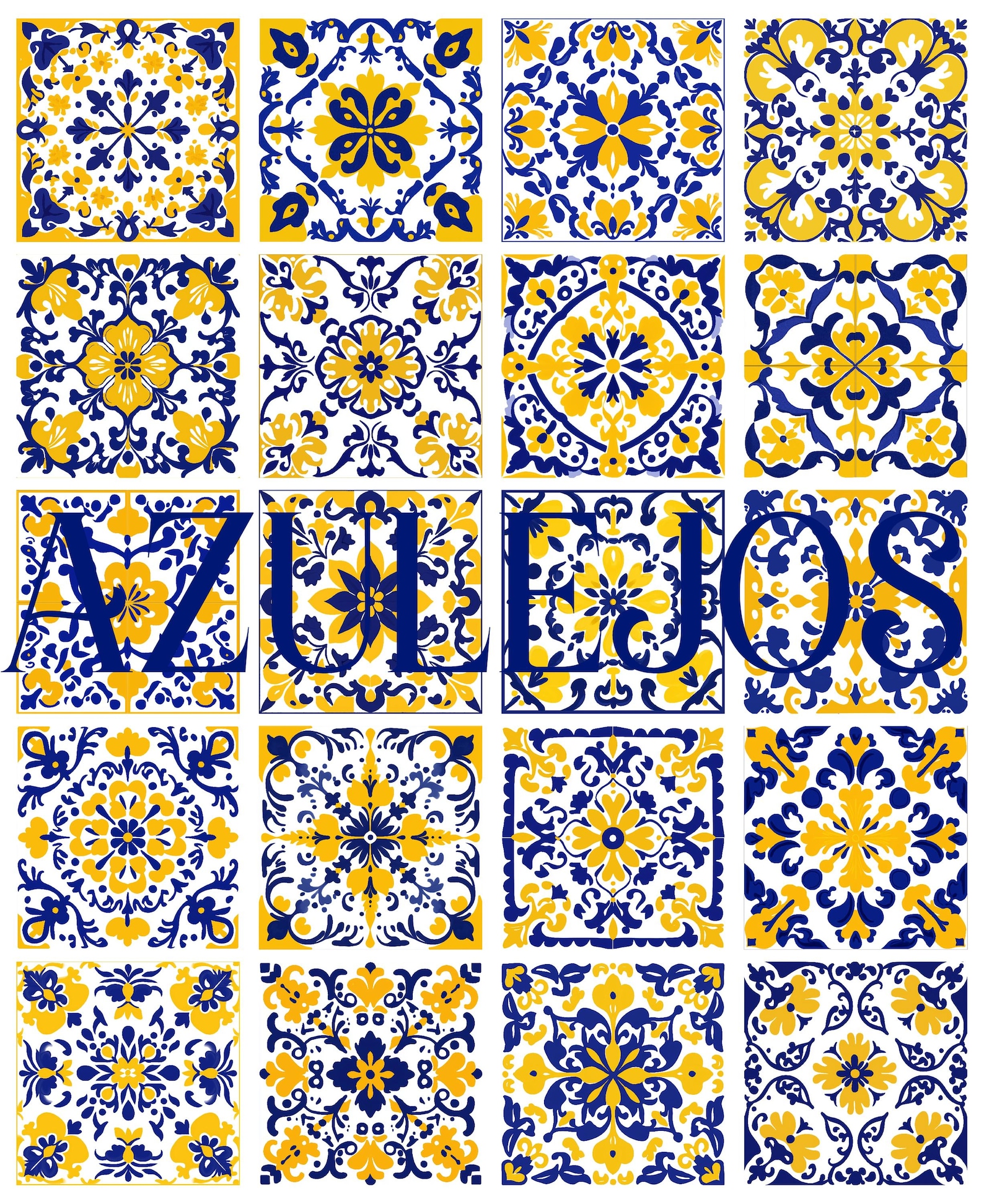 20 Portuguese Azulejos Tile Clipart, Mediterranean Motif, Morocco Print ...