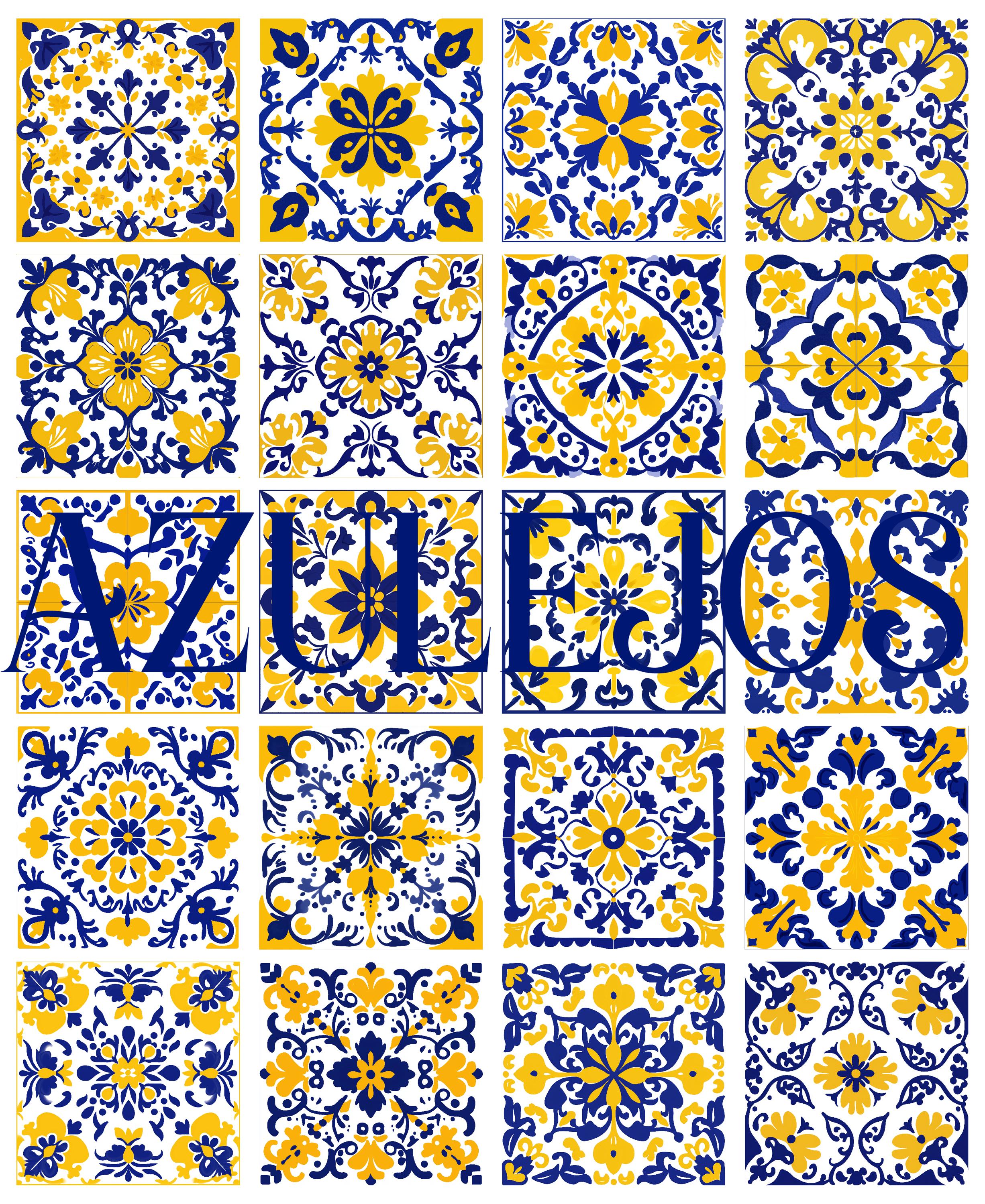 20 Portuguese Azulejos Tile Clipart, Mediterranean Motif, Morocco Print ...