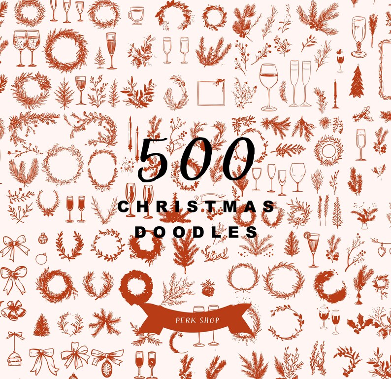 Christmas Doodles Bundle: Hand-drawn Holiday Clipart (SVG, PNG, AI) - Etsy