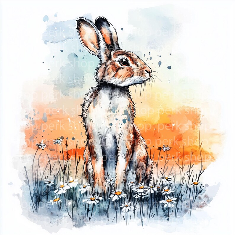 9 Rabbit Clipart, Forest Animal, Printable Watercolor Clipart, High ...