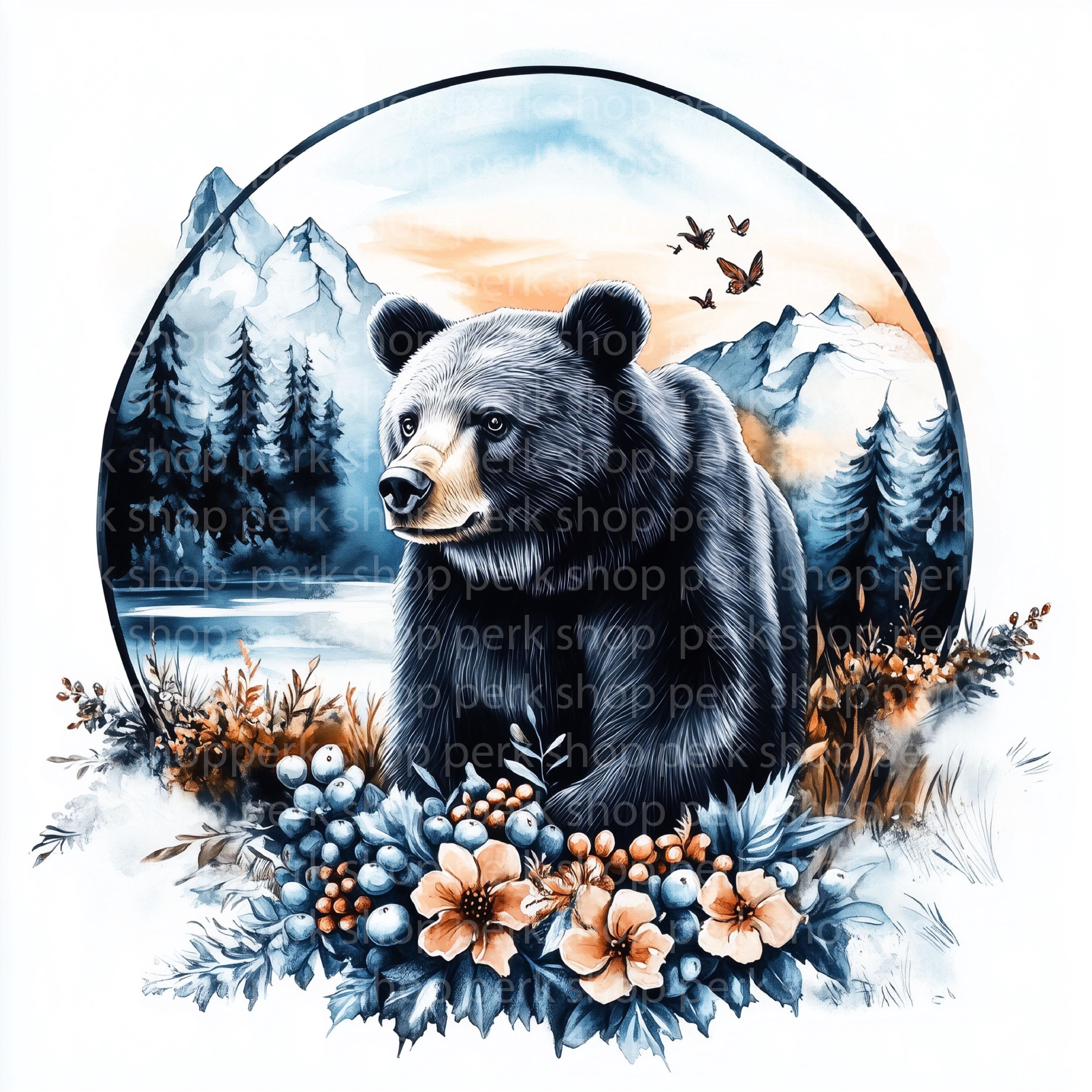 12 Black Bear Clipart, Bear Forest Clipart, Wild Animal Watercolor ...