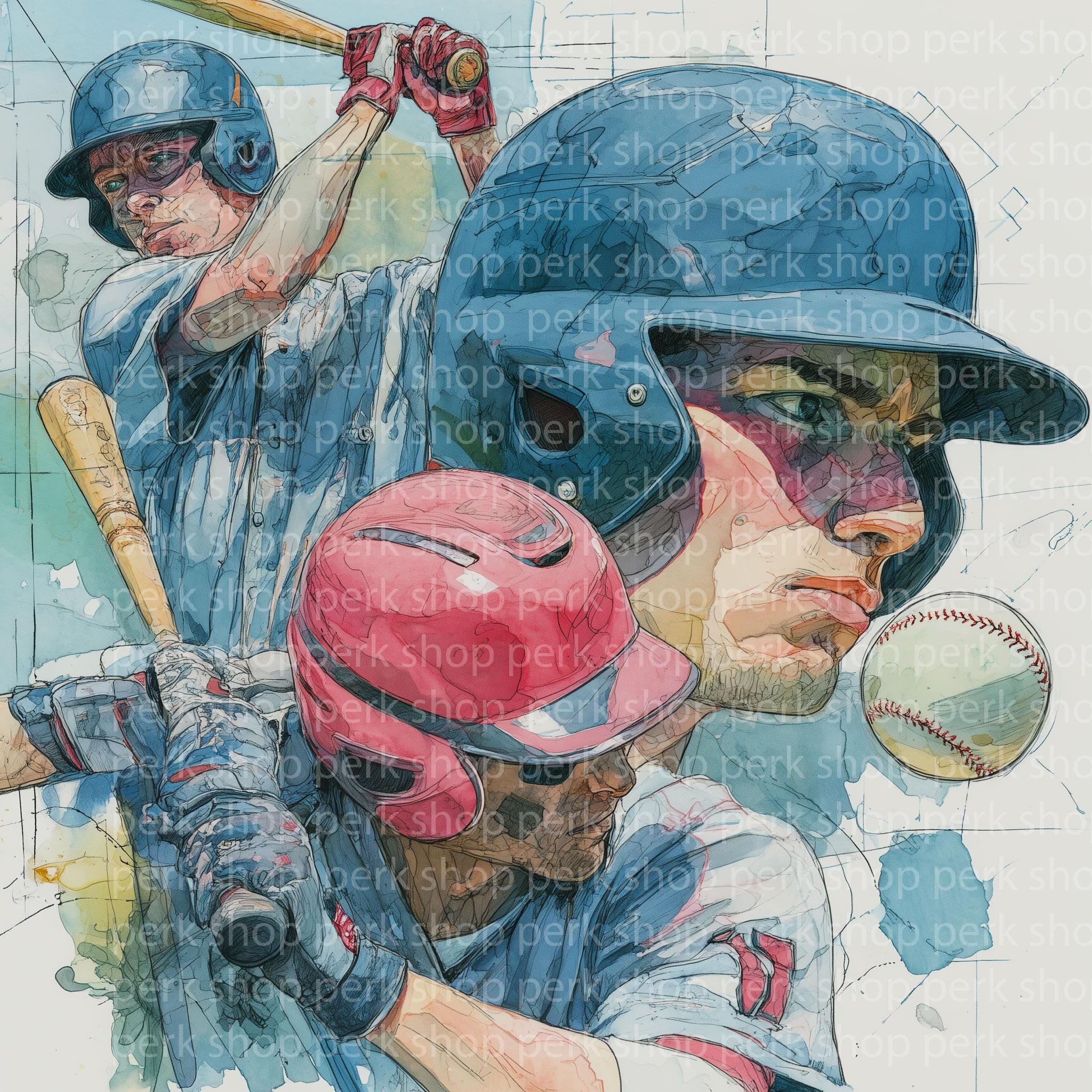 Watercolor Baseball Clipart, Sports PNG Graphics (digital Download) - Etsy