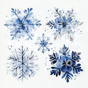 Snowflake Watercolor Bundle Clipart, Scandinavian Folk Winter Card ...