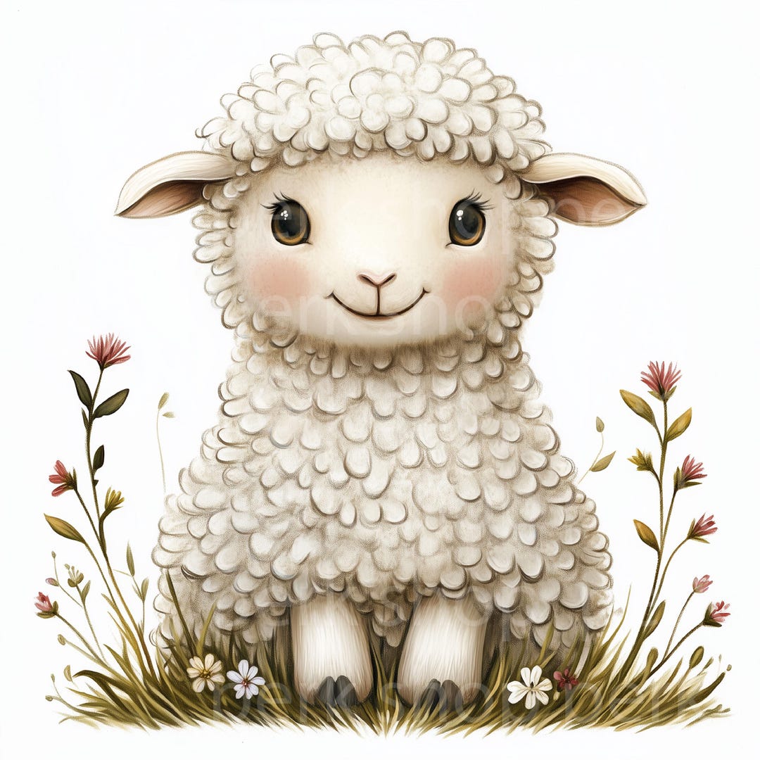 Easter Sheep Clipart: Watercolor Farm Animal Art (JPG) - Etsy
