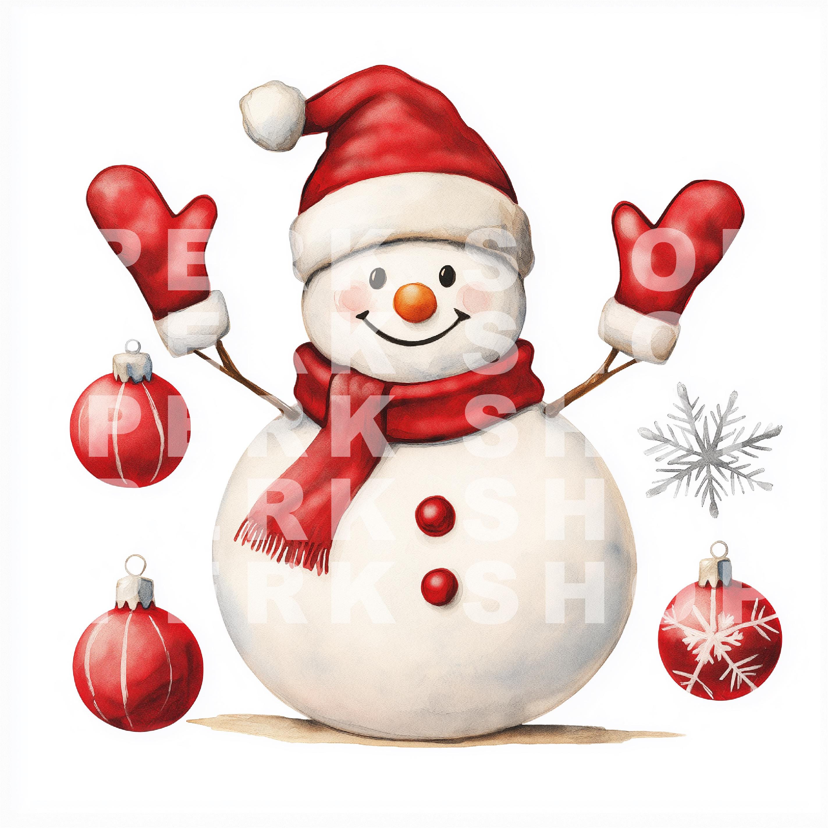 Watercolor Snowman Clipart: Christmas Holiday DIY (digital Download) - Etsy