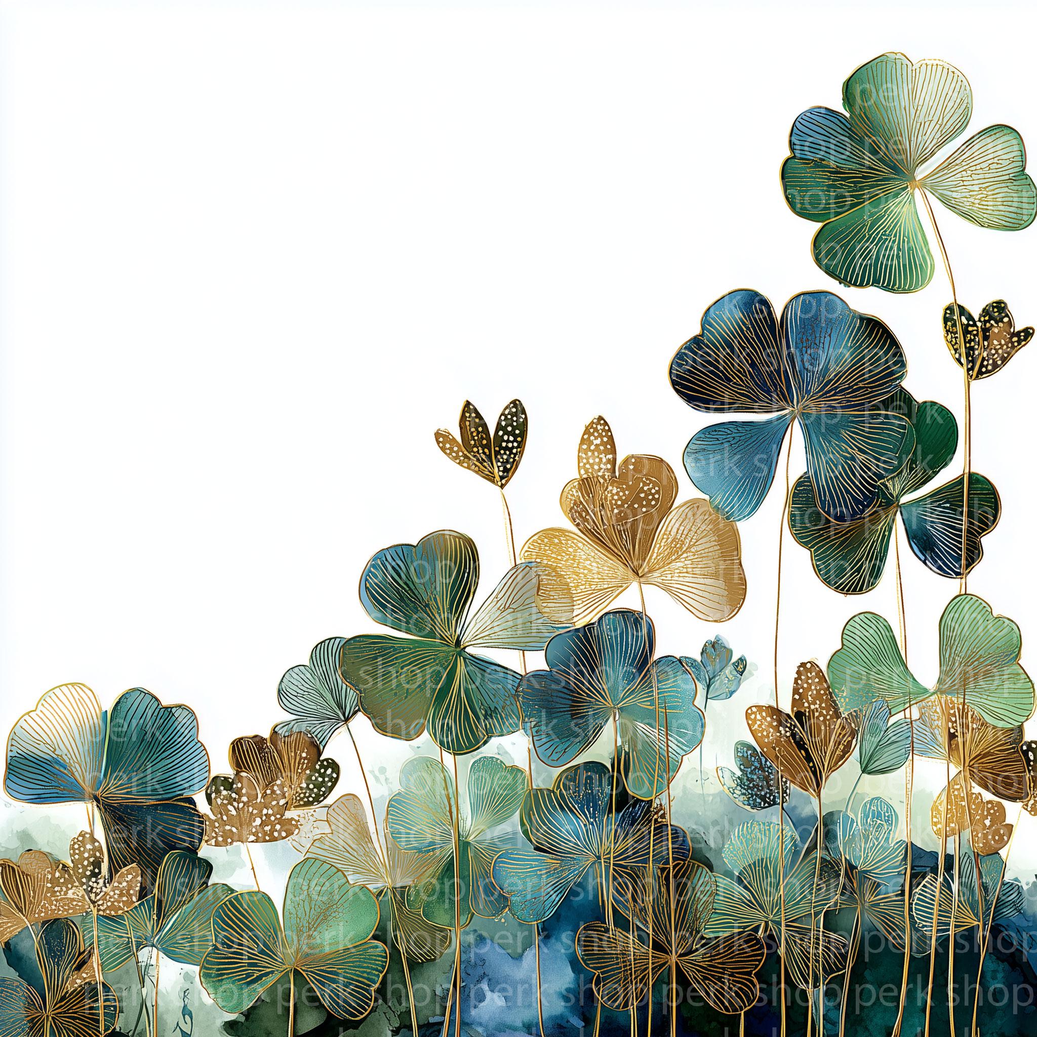 Shamrock Border Clipart: Watercolor Chic Botanical Design (digital ...