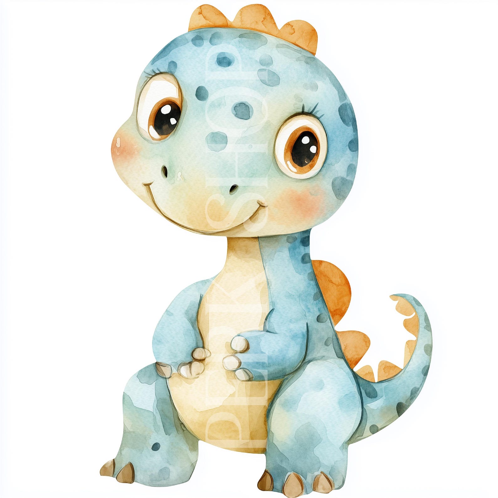 10 Dinosaur Baby Clipart, Printable Nursery Cute Watercolor Dino Clip ...