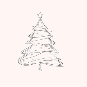 Christmas Tree Clipart, PNG Minimalistic Christmas Line Art, Printable ...