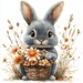 Easter Bunny Clipart: Spring Floral Rabbit, Eggs (digital Download) - Etsy