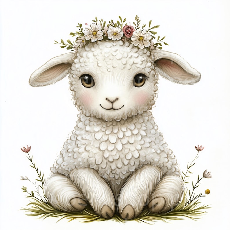 Easter Sheep Clipart: Watercolor Farm Animal Art (JPG) - Etsy