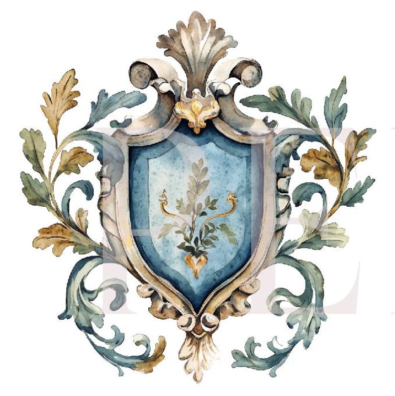 Elegant Baroque Crest Digital PNG Design for Crafting and Scrapbooking ...