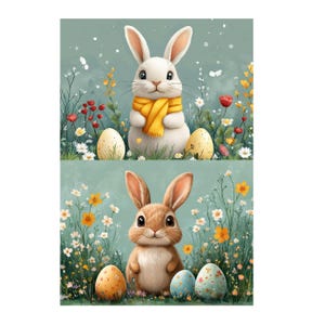 Easter Bunny Clipart: Floral Egg Graphics (digital JPEG) - Etsy