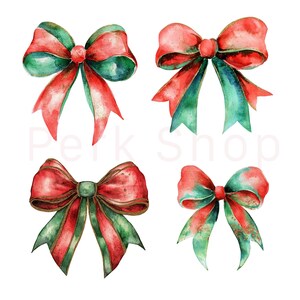 19 Festive Christmas Ribbons Set - PNG Transparent Watercolor Designs ...