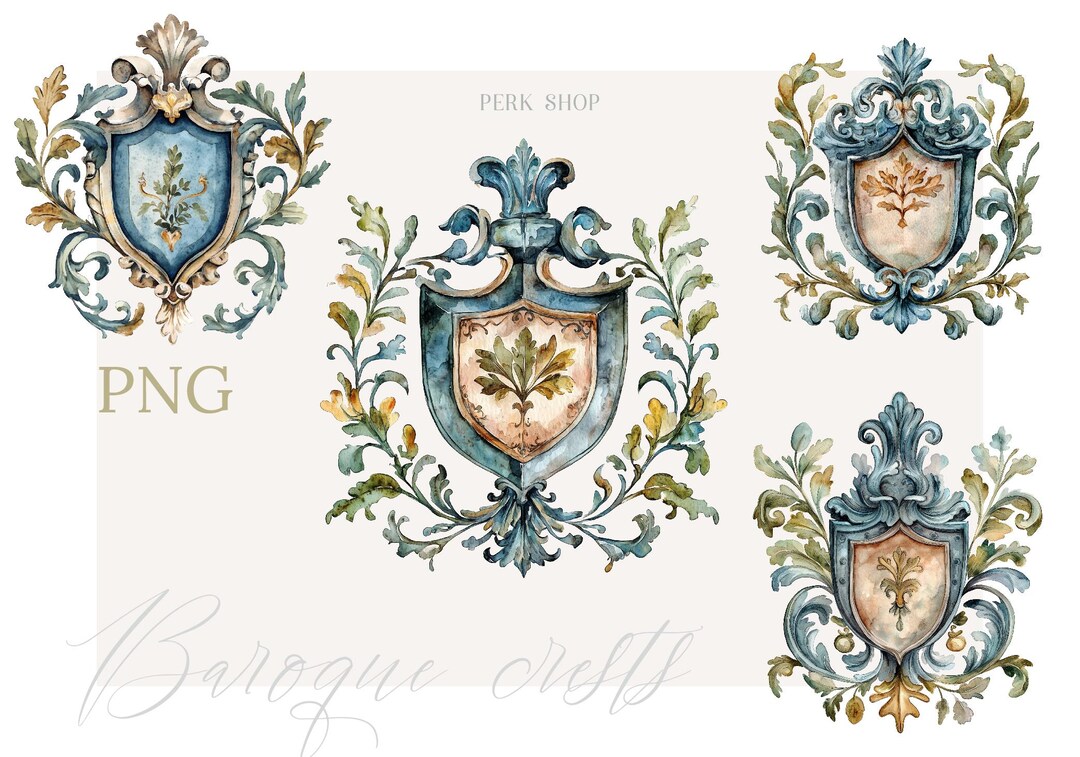 Elegant Baroque Crest Digital PNG Design for Crafting and Scrapbooking ...