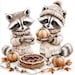 Autumn Raccoon Family Clipart, Fall Pumpkin Harvest Animal Printable ...