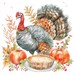 Thanksgiving Turkey Clipart: Watercolor Autumn Floral (digital Download ...