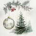 10 Christmas Tree Bauble Clipart, Winter Landscape Watercolor Art ...