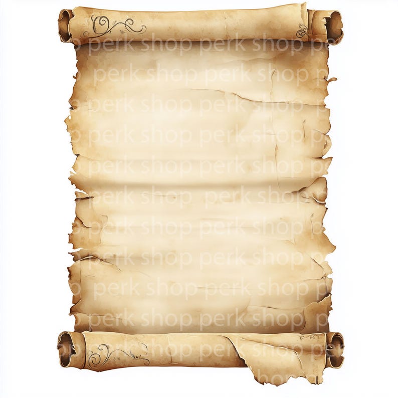 Antique Scroll Watercolor Clipart: Vintage Paper Ephemera (digital ...