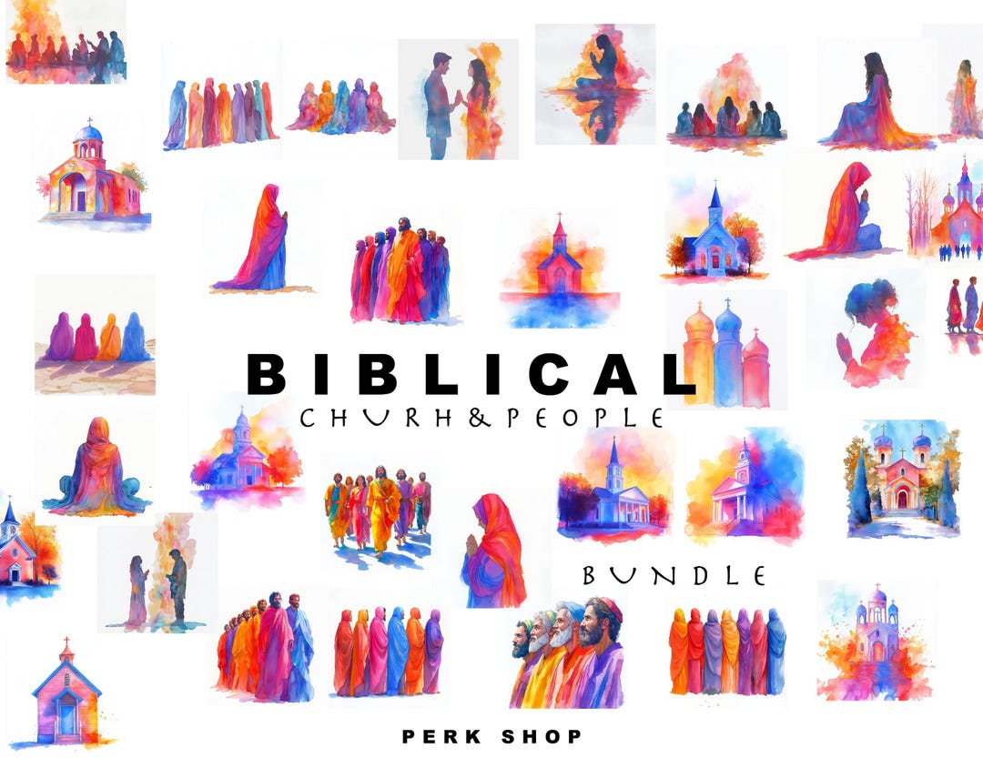 Watercolor Bethlehem Landscape Clipart: Biblical Art Bundle (digital ...