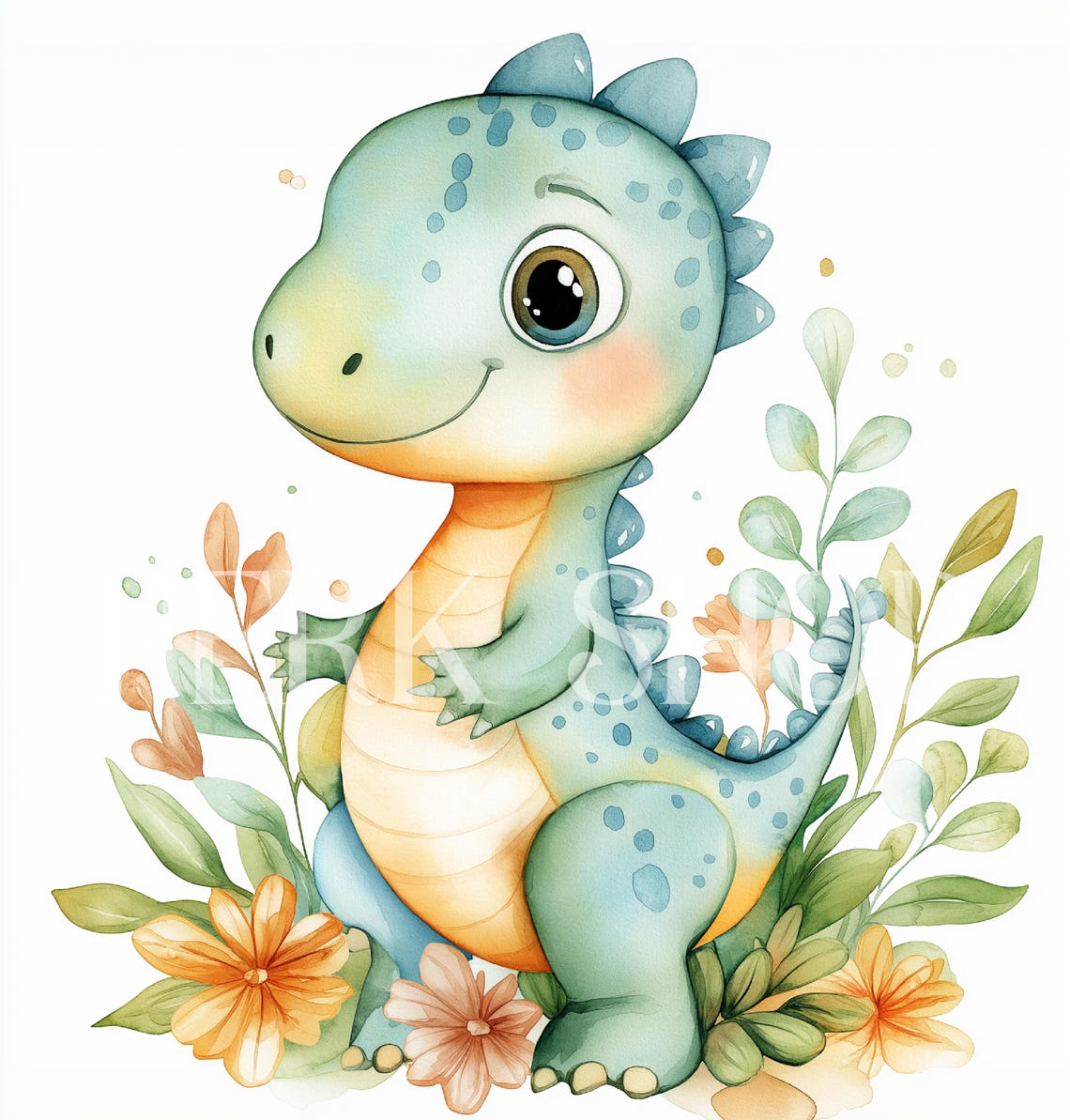 10 Dinosaur Baby Clipart, Printable Nursery Cute Watercolor Dino Clip ...