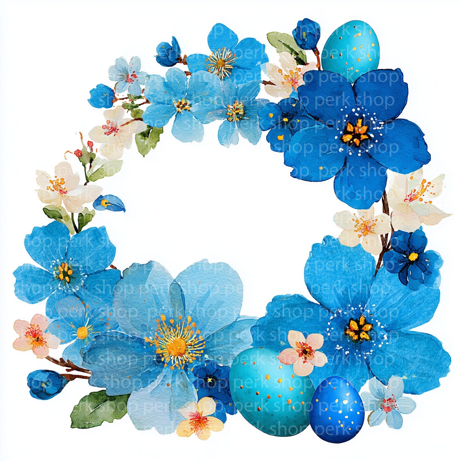 Floral Easter Wreath Clipart, Printable Watercolor Art ( Digital ...