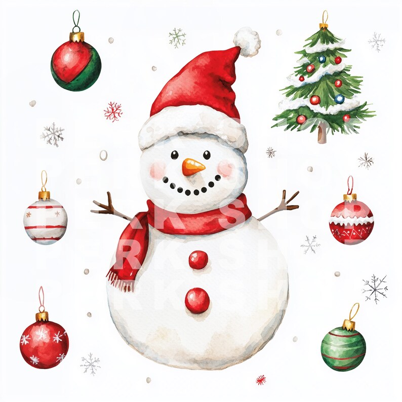 Watercolor Snowman Clipart: Christmas Holiday DIY (digital Download) - Etsy